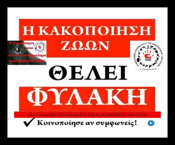 Η κακοποιηση ζωου θελει φυλακη και το πλημμελημα να γινει κακουργημα ...